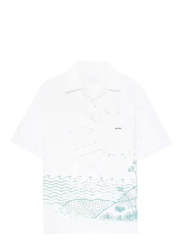 Prada Wave-print Oversized Shirt - White