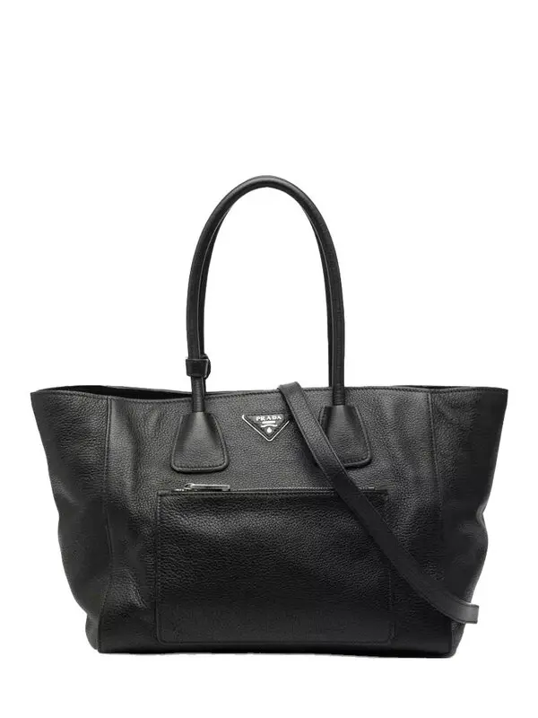 Prada Vitello Daino Shopping Tote Satchel 2013-2025 - Black