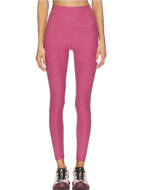 Beyond Yoga Spacedye Caught In The Midi High Waisted Legging In Mauve - Smooth Mauve Heather