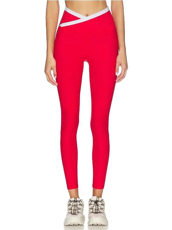 Beyond Yoga Spacedye Outlines High Waisted Midi Legging In Red - Chili Red Heather