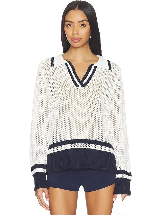 BOBI Polo Mix Stitch Sweater - Stripe