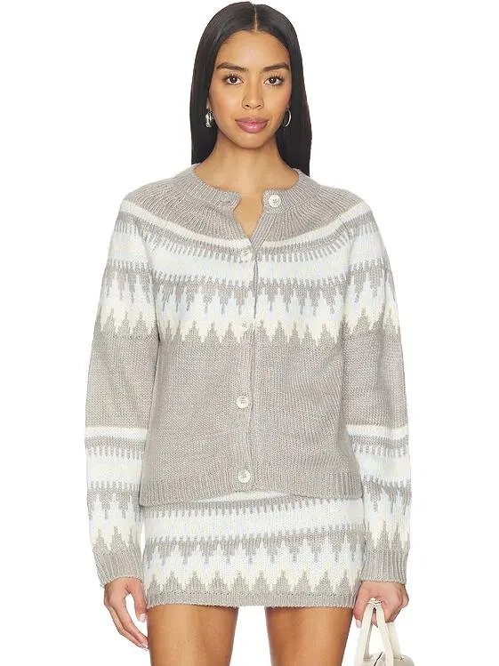 SEROYA Amaya Cardigan - Grey Fairisle