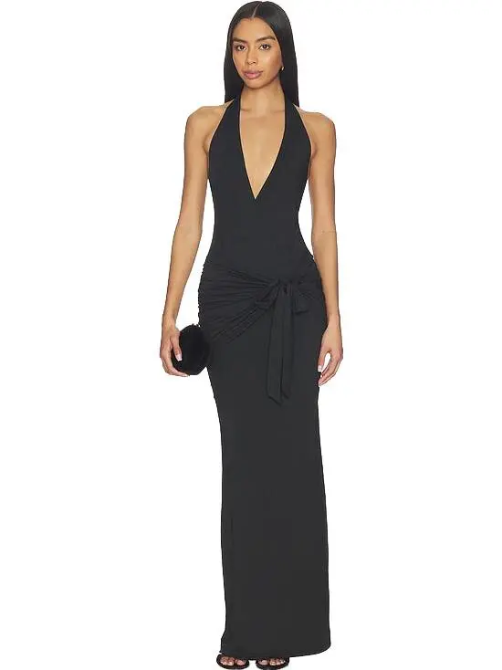 Superdown Chloe Halter Maxi Dress - Black