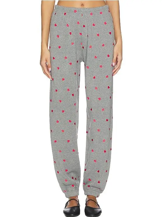 Beach Riot Nash Sweatpant - Red Love Hearts