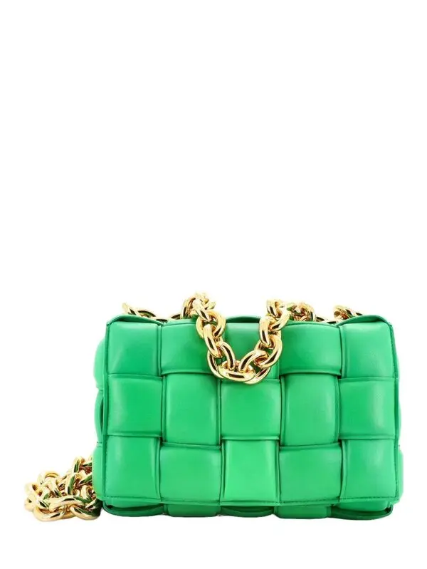 Bottega Veneta Cassette Chain Padded Maxi Intrecciato Leather Crossbody Bag - Green