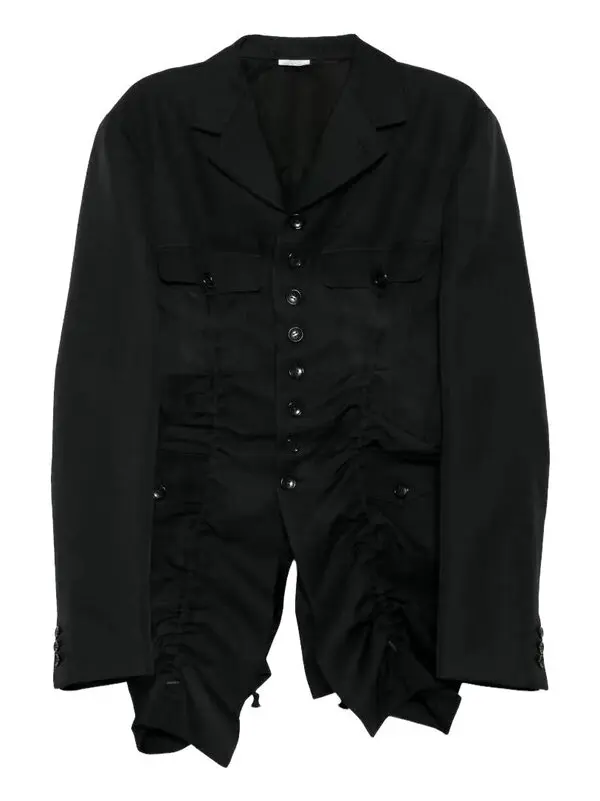 Comme Des Garçons Ruched Buttoned Jacket - Black