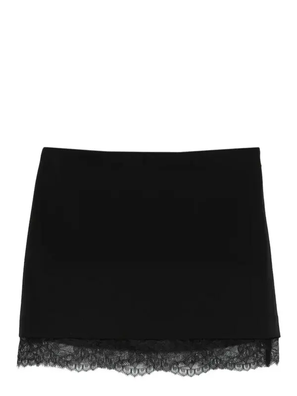 Patrizia Pepe Mini Skirt With Lace Hem - Black