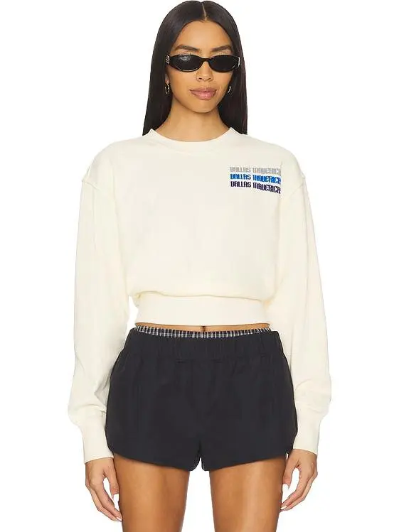 Terez X Mavericks Puff Sleeve Crop Sweater - White
