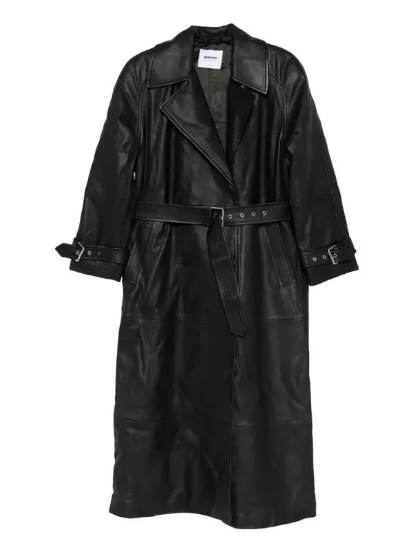 SWORD 6644 Belted Double-breasted Coat - Black