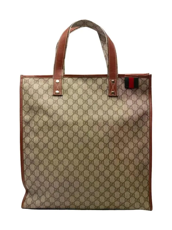 Gucci Gg Supreme Web Tote Bag - Brown