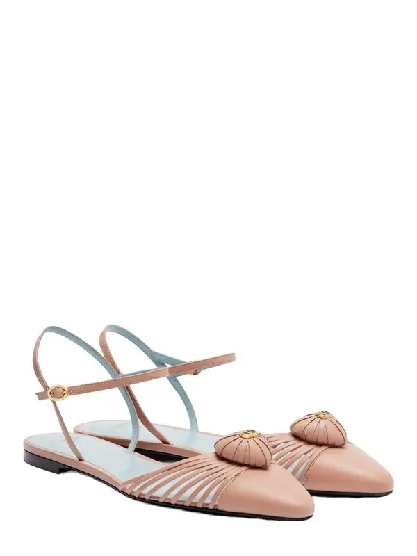 Valentino Garavani Royal Vlogo Leather Flats - Pink