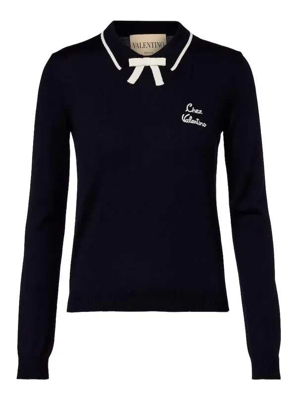 Valentino Garavani Chez Virgin Wool Polo Sweater - Blue