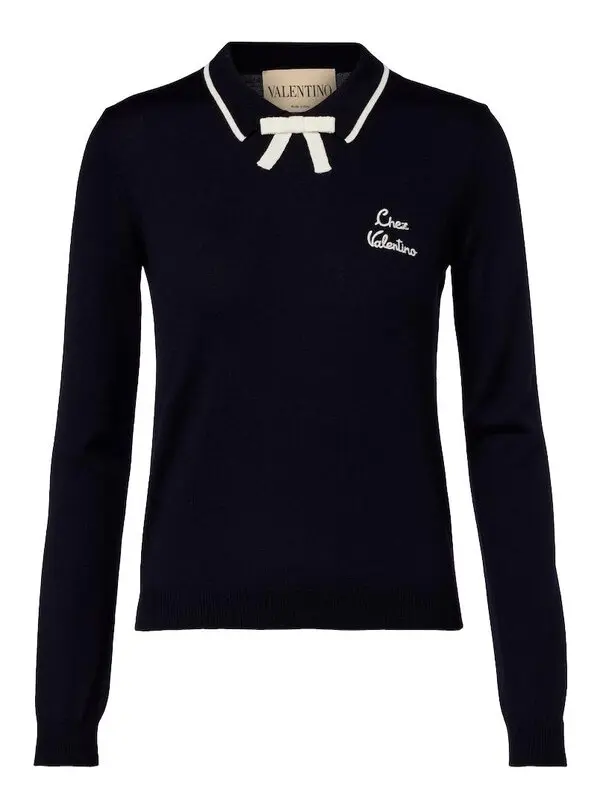 Valentino Garavani Chez Virgin Wool Polo Sweater - Blue