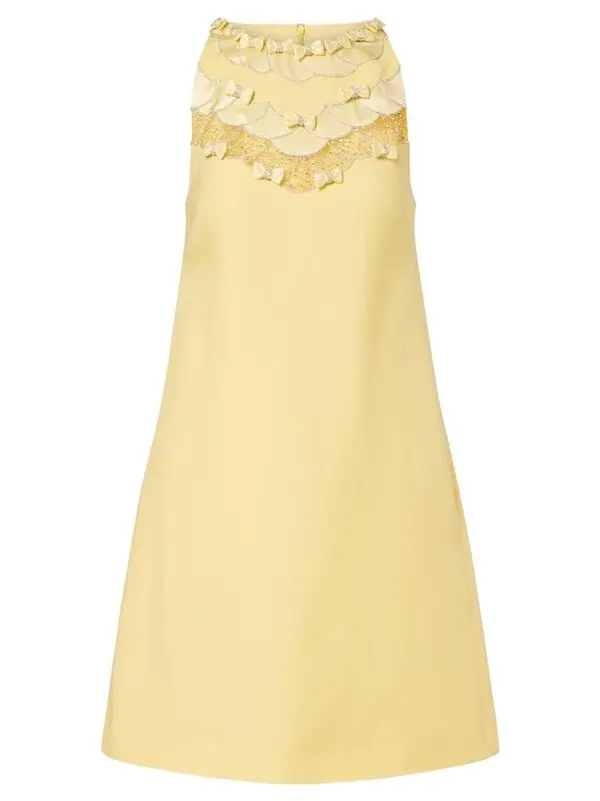 Valentino Garavani Embellished Crepe Couture Minidress - Yellow