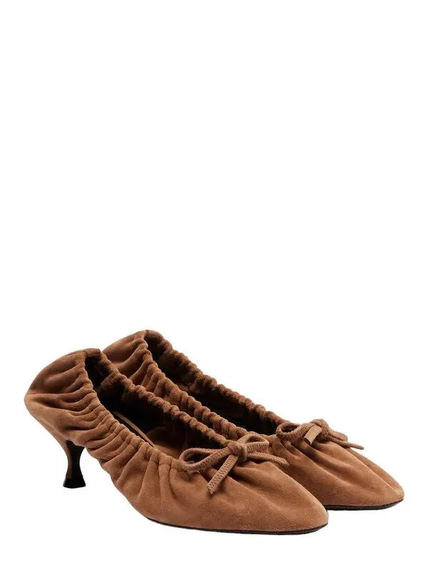 HERBERT LEVINE Gather Around Suede Pumps - Brown