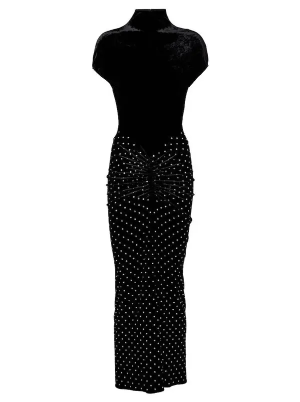 Alaïa Velvet And Jersey Cocktail Dress - Black