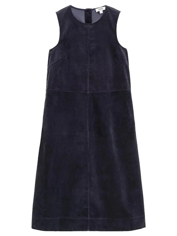 Cos A-line Corduroy Midi Dress - Navy