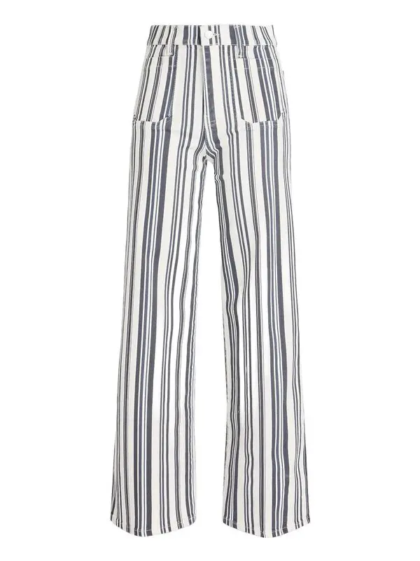 FRAME Le Slim Palazzo Striped Wide-leg Jeans - Navy