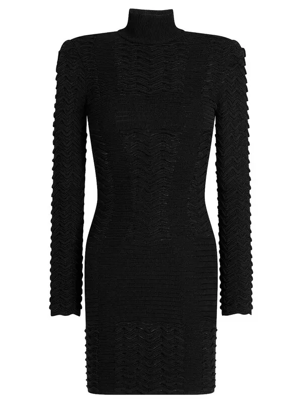 Balmain Knitted Mini Dress - Black