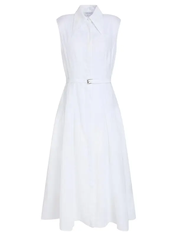 Gabriela Hearst Durand Belted Linen Maxi Shirt Dress - White