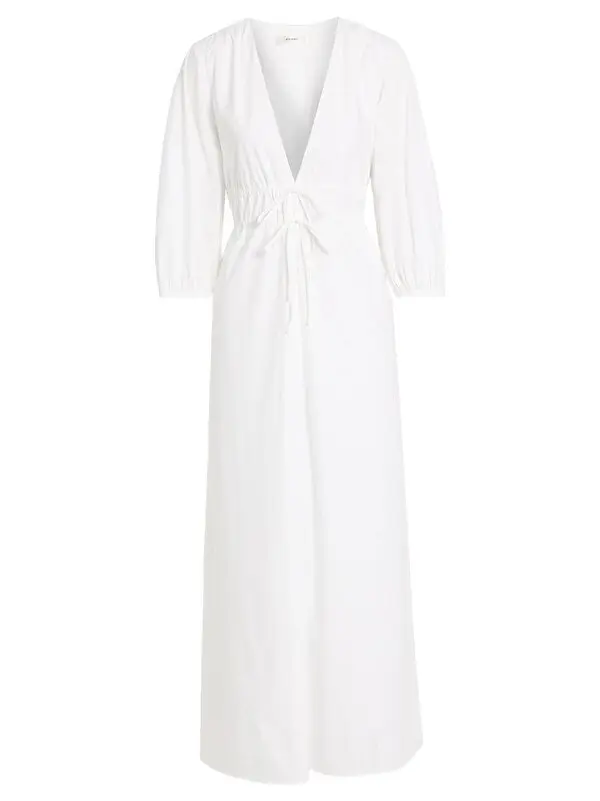 FRAME The Cinched Cotton-poplin Maxi Dress - White