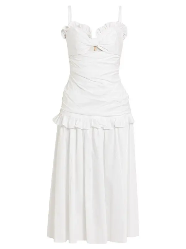 Carolina Herrera Ruffled Cotton-blend Poplin Midi Dress - White