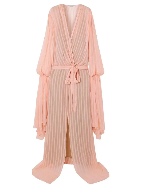 Stella McCartney Striped Silk-blend Voile Maxi Wrap Dress - Blush