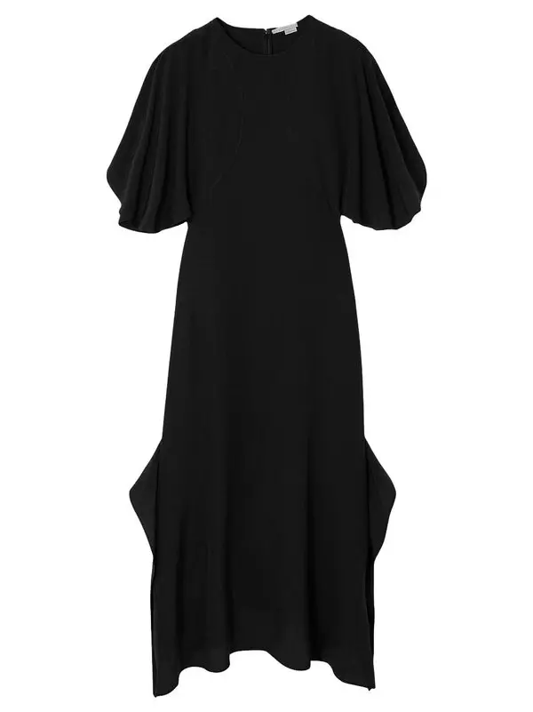 Stella McCartney Draped Silk-crepe Midi Dress - Black