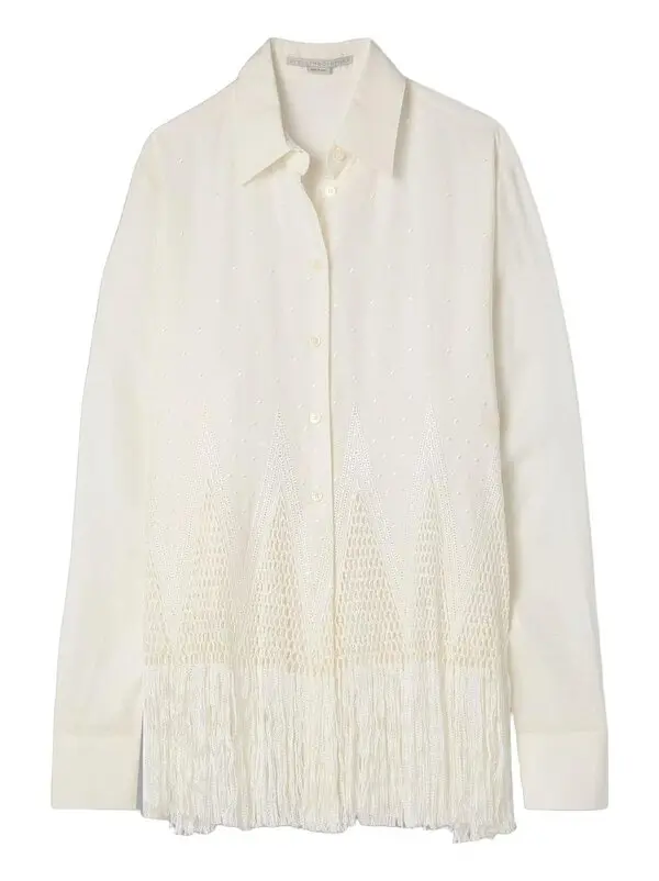 Stella McCartney Macramé-trimmed Fil Coupé Crepe Shirt - Ivory
