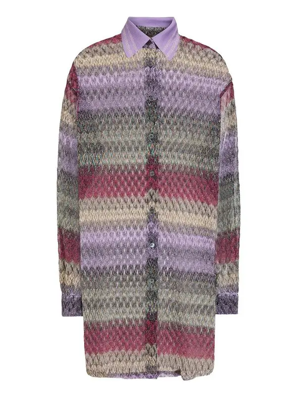 Missoni Metallic Striped Crochet-knit Shirt - Multicolor
