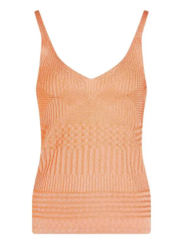Missoni Metallic Crochet-knit Tank - Peach