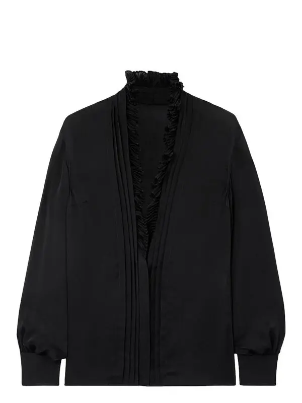 TOM FORD Silk-georgette Ruffled Pintucked Blouse - Black