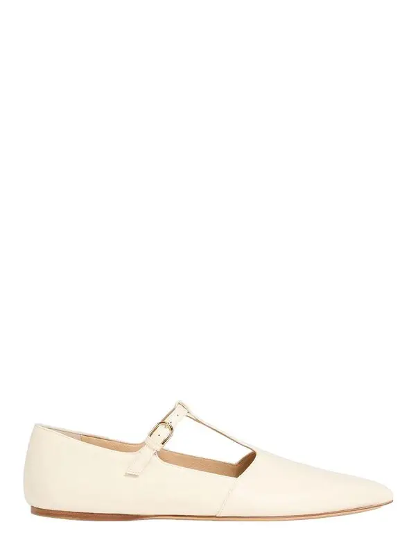 Gabriela Hearst Lola Leather Mary Jane Flats - Cream