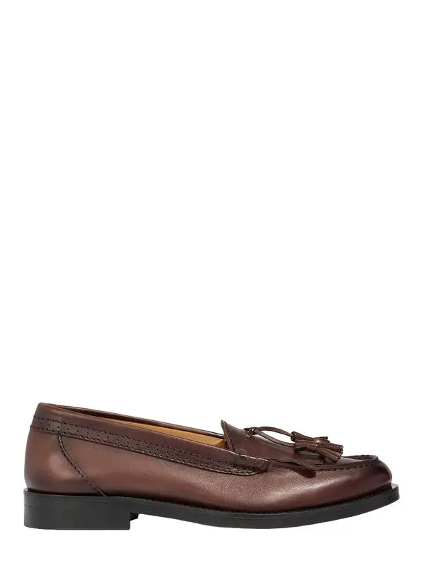 Paul Smith Brill Fringed Leather Loafers - Chocolate