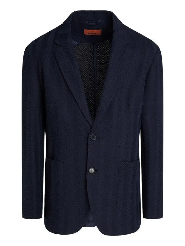 Missoni Crochet-knit Cotton-blend Blazer - Navy