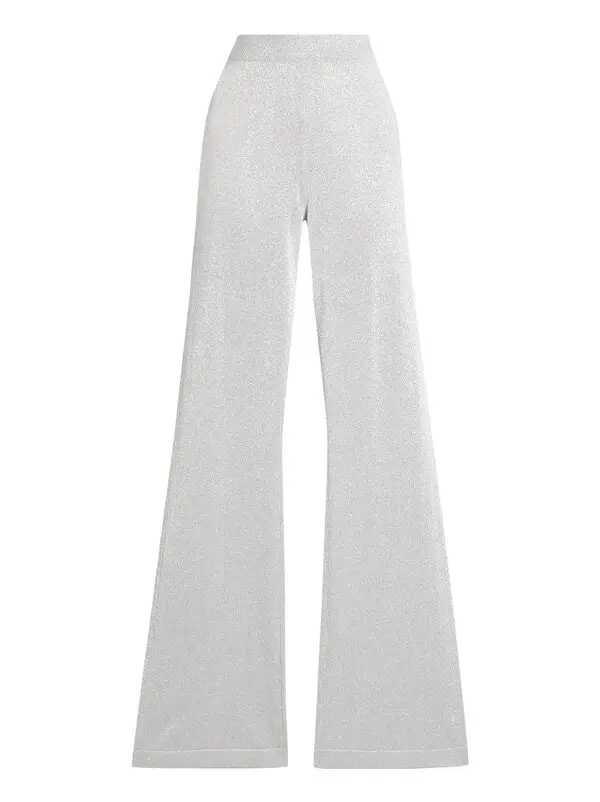 Missoni Metallic Knit Flared Pants - Light Gray