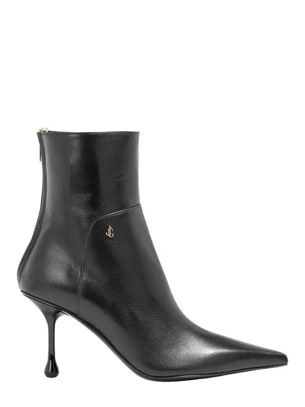 JIMMY CHOO Cycas 80 Leather Ankle Boots - Black
