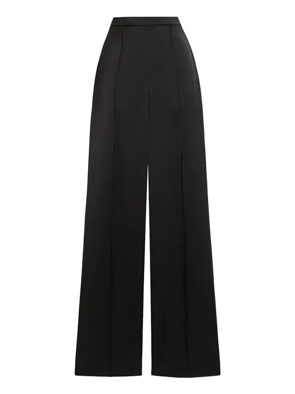 Another Tomorrow Satin Straight-leg Pants - Black