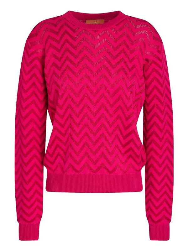 Missoni Crochet-knit Cotton-blend Sweater - Fuchsia
