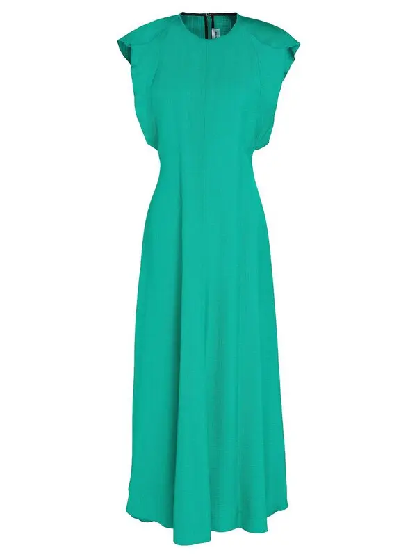 Victoria Beckham Ruffled Crepe Midi Dress - Jade