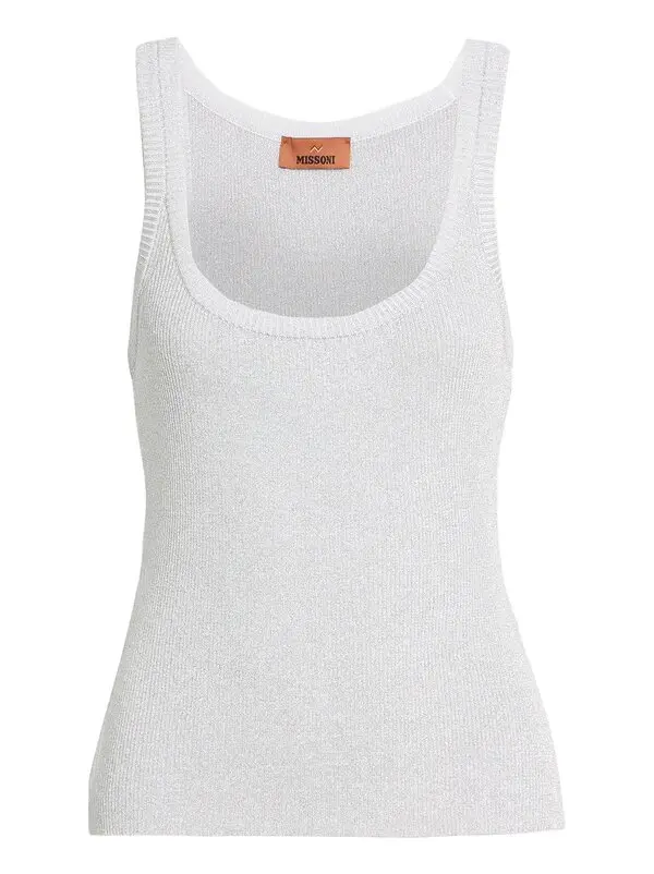 Missoni Metallic Ribbed-knit Tank - Light Gray