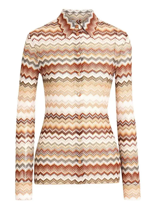 Missoni Metallic Crochet-knit Shirt - Brown