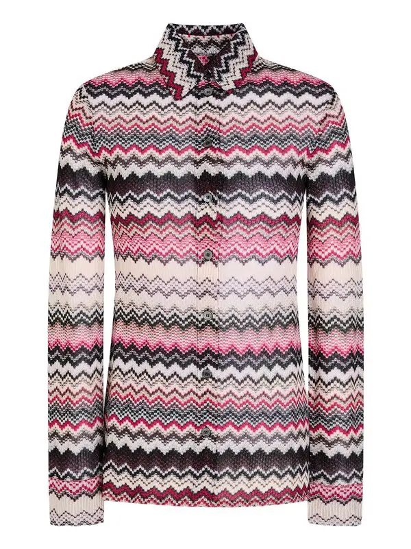 Missoni Metallic Crochet-knit Shirt - Magenta