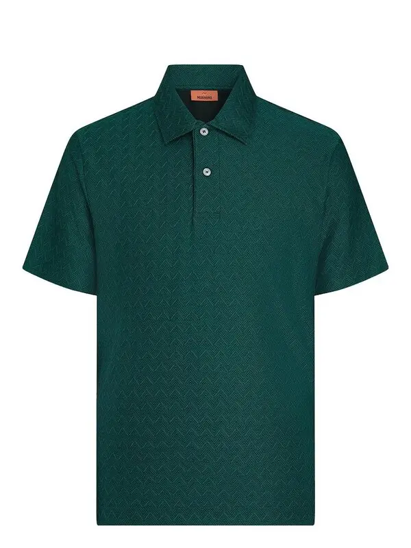 Missoni Printed Cottonjacquard Polo Shirt - Forest Green