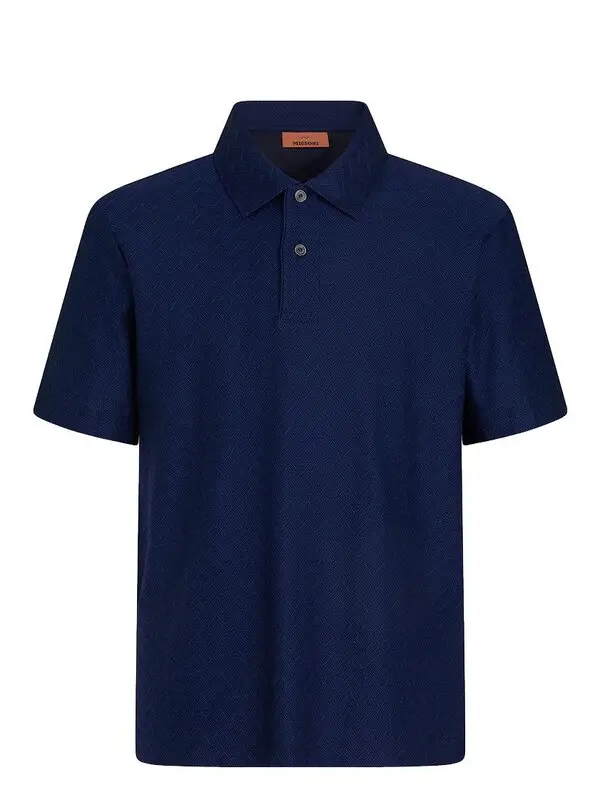 Missoni Printed Cottonjacquard Polo Shirt - Navy