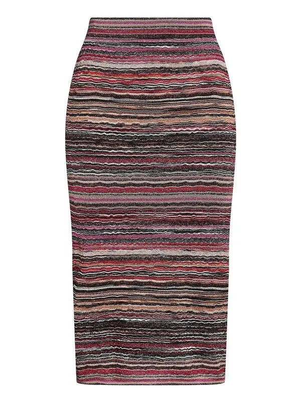 Missoni Metallic Crochet-knit Pencil Skirt - Magenta