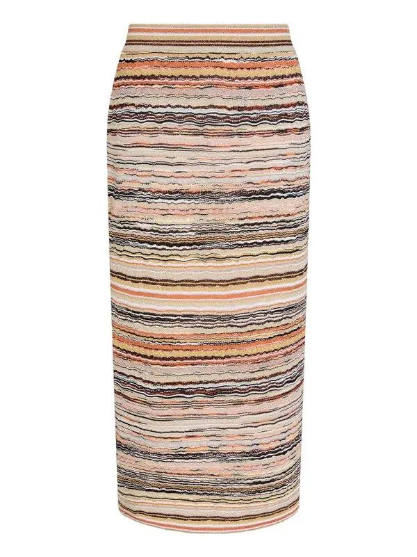 Missoni Metallic Crochet-knit Pencil Skirt - Orange