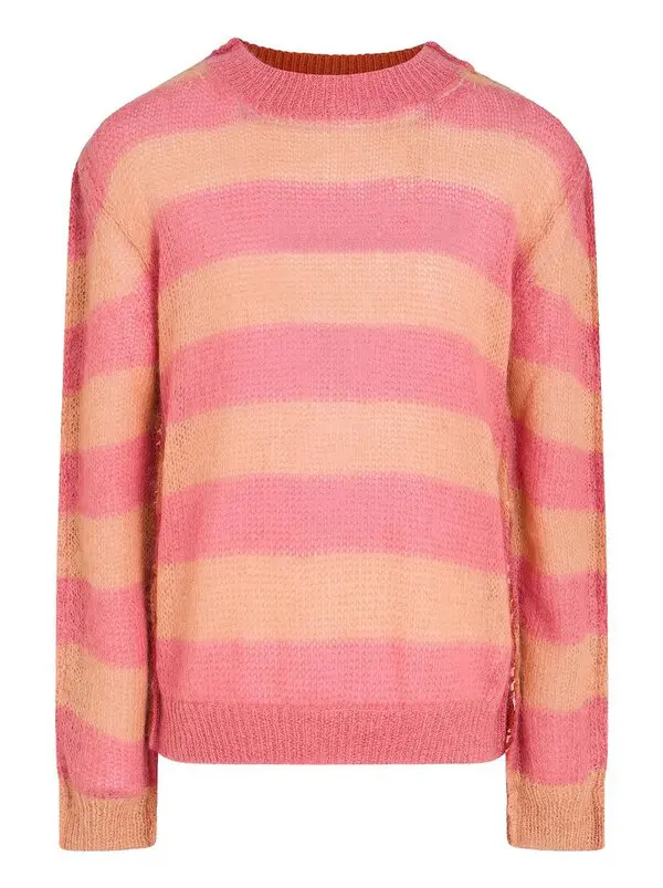 Marni Striped Mohair-blend Sweater - Antique Rose