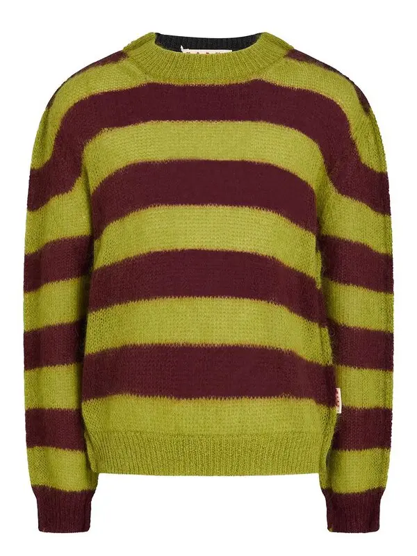 Marni Striped Mohair-blend Sweater - Leaf Green