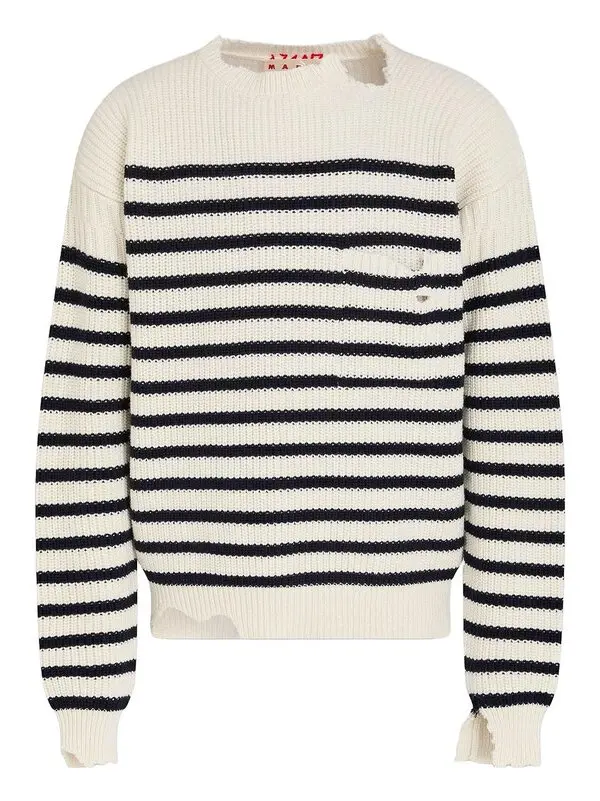 Marni Striped Wool Sweater - Ivory